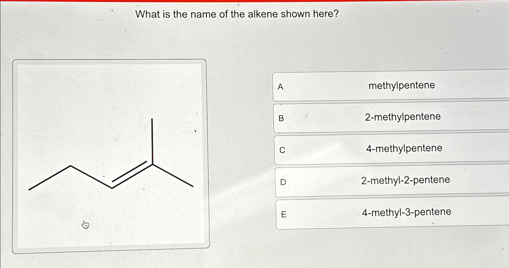 Solved What is the name of the alkene shown | Chegg.com