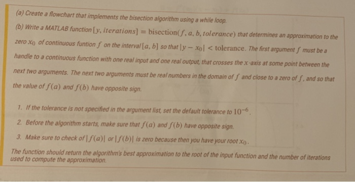 Solved (a) Create a flowchart that implements the bisection | Chegg.com