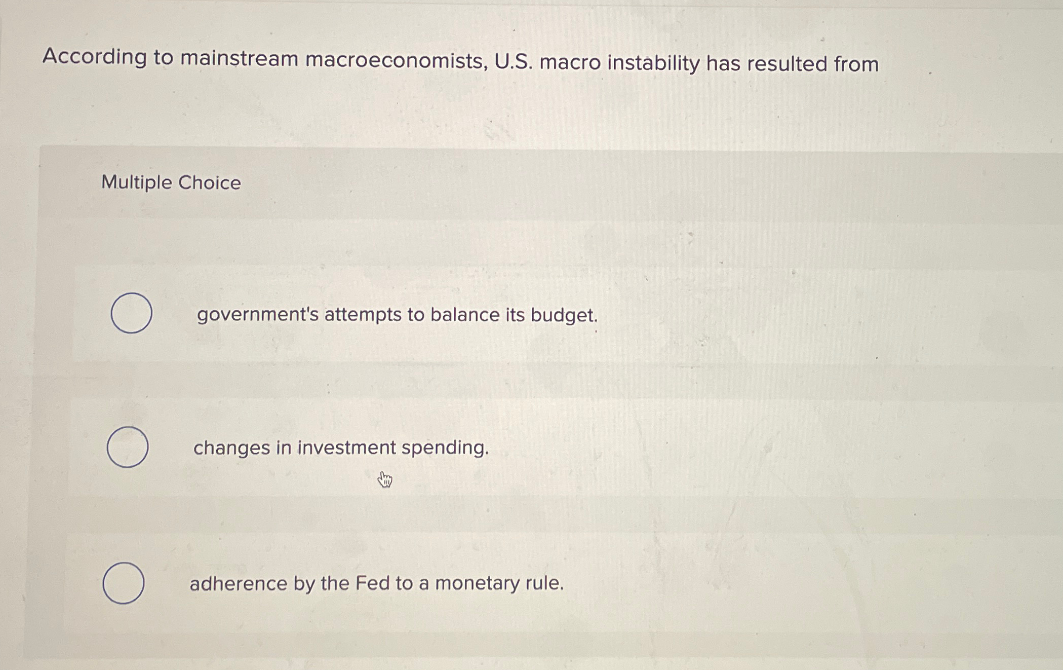 Solved According to mainstream macroeconomists, U.S. ﻿macro | Chegg.com
