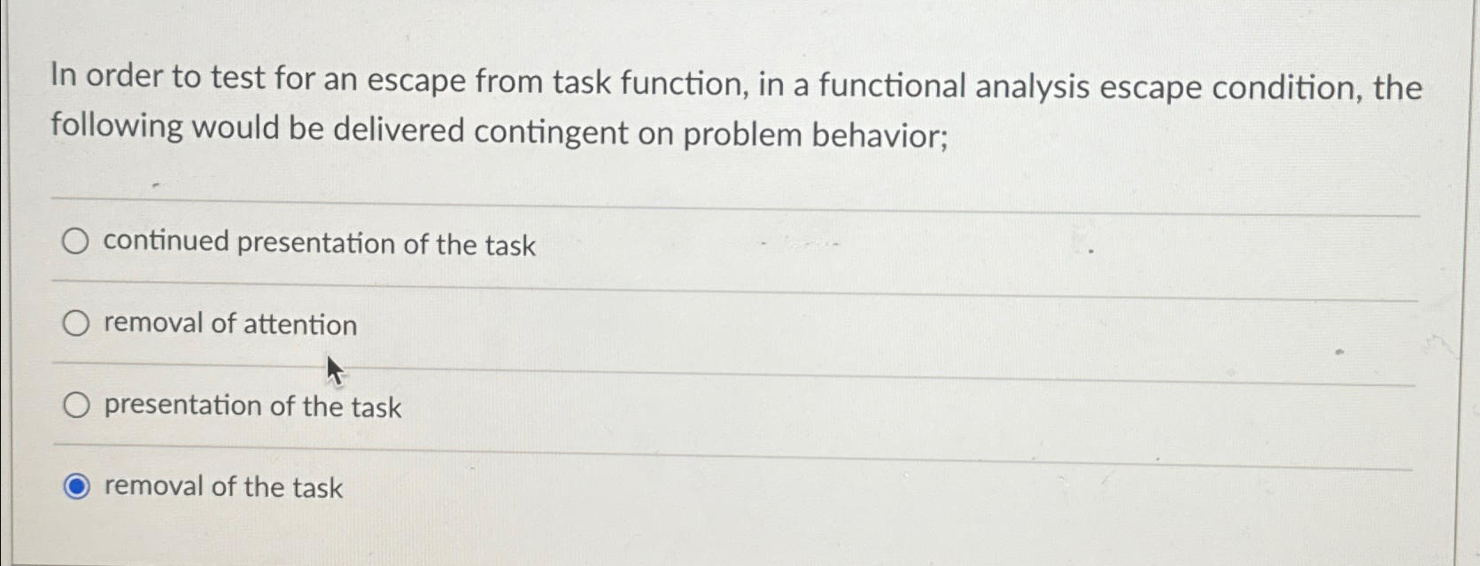 Solved In order to test for an escape from task function, in | Chegg.com