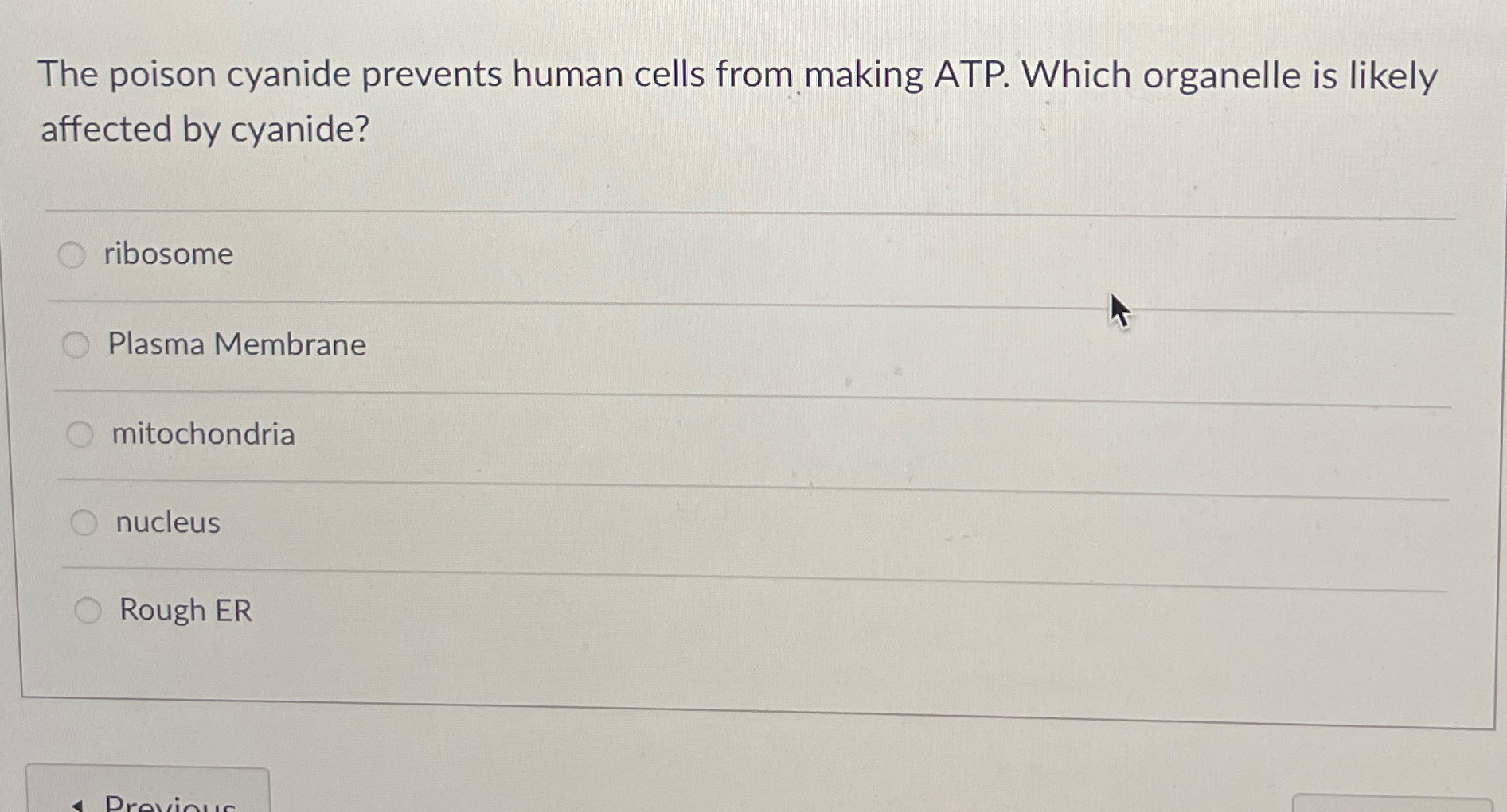 Solved The poison cyanide prevents human cells from making | Chegg.com