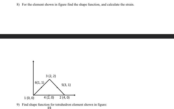 Solved 8) For the element shown in figure find the shape | Chegg.com