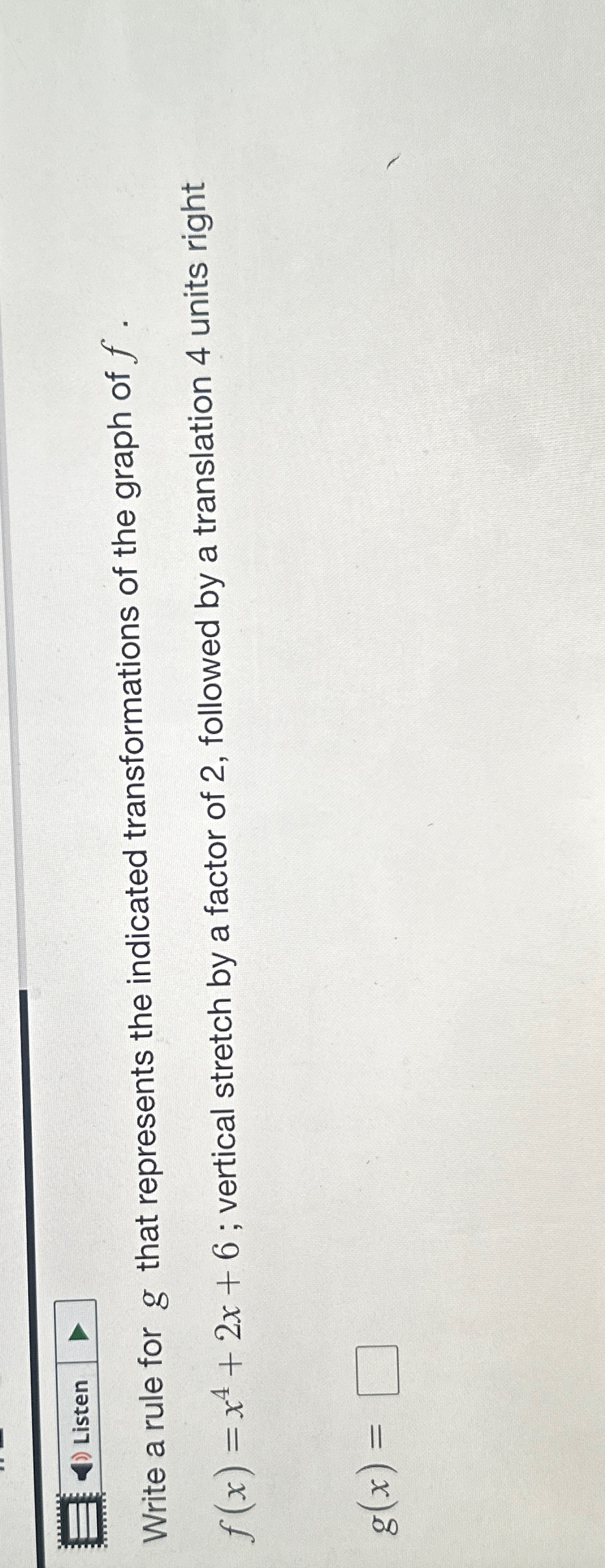 Solved Write a rule for g ﻿that represents the indicated | Chegg.com