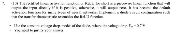 (10) The rectified linear activation function or ReLU | Chegg.com