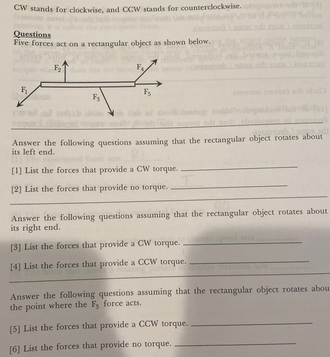 Solved CW stands for clockwise, and CCW stands for | Chegg.com