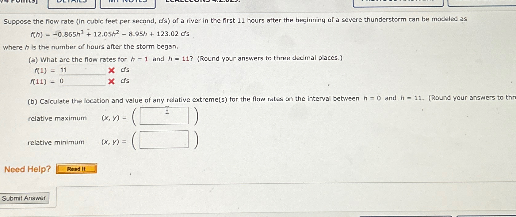 Solved Suppose the flow rate (in cubic feet per second, cfs) | Chegg.com