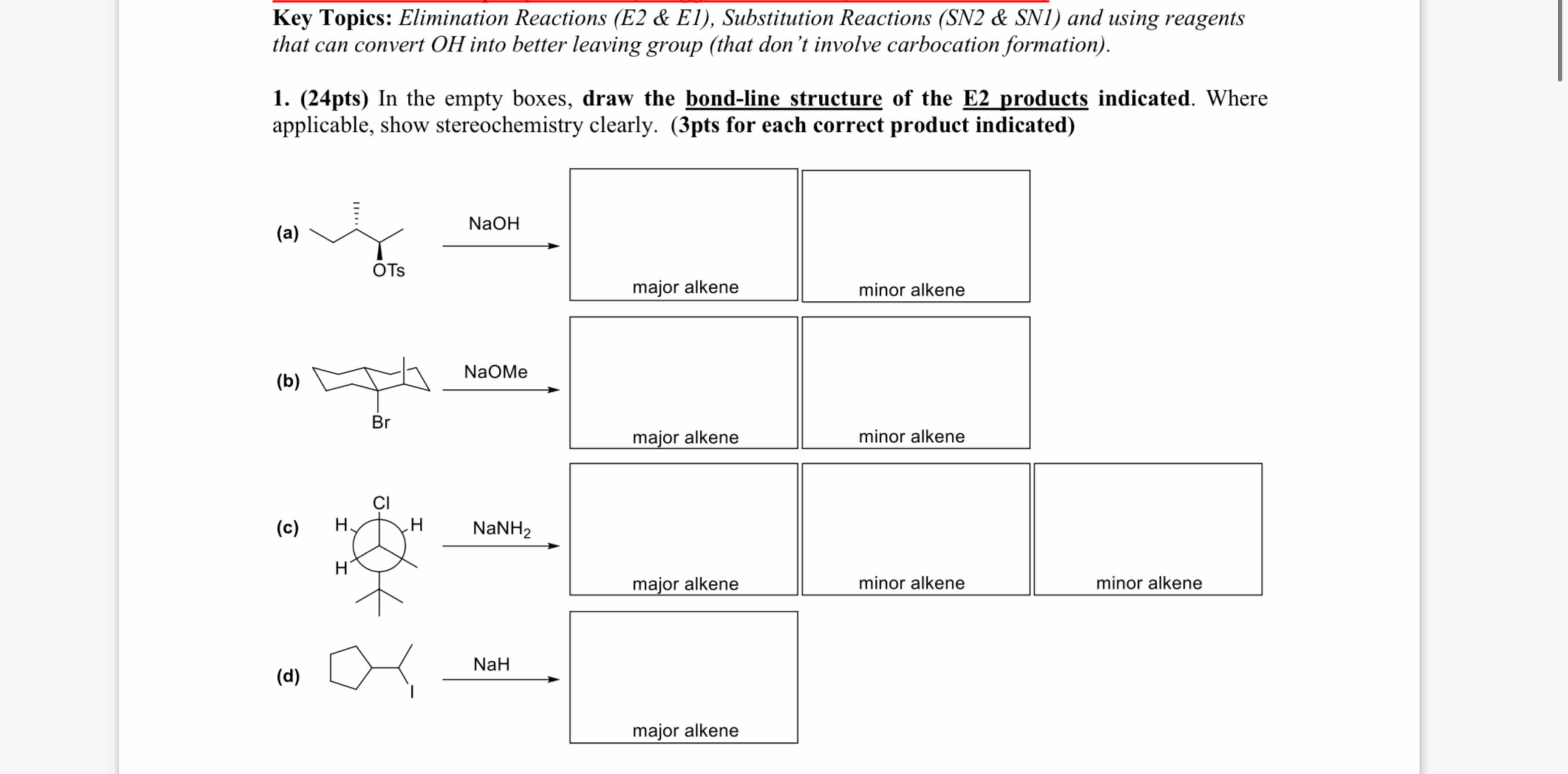 Solved Key Topics: Elimination Reactions (E2 ﻿& E1), | Chegg.com
