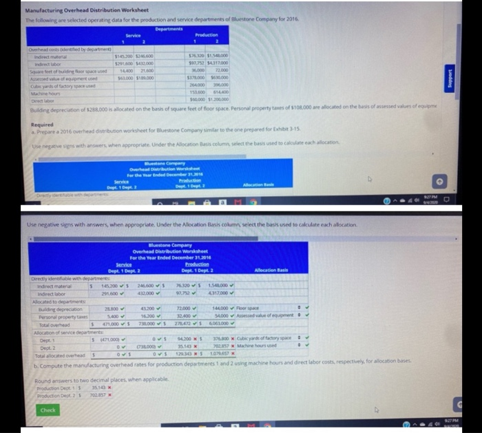Manufacturing Overhead Distribution Worksheet The | Chegg.com