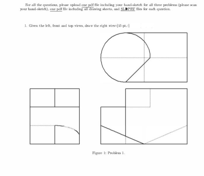 Solved given top, front and right views, use solidwork + | Chegg.com