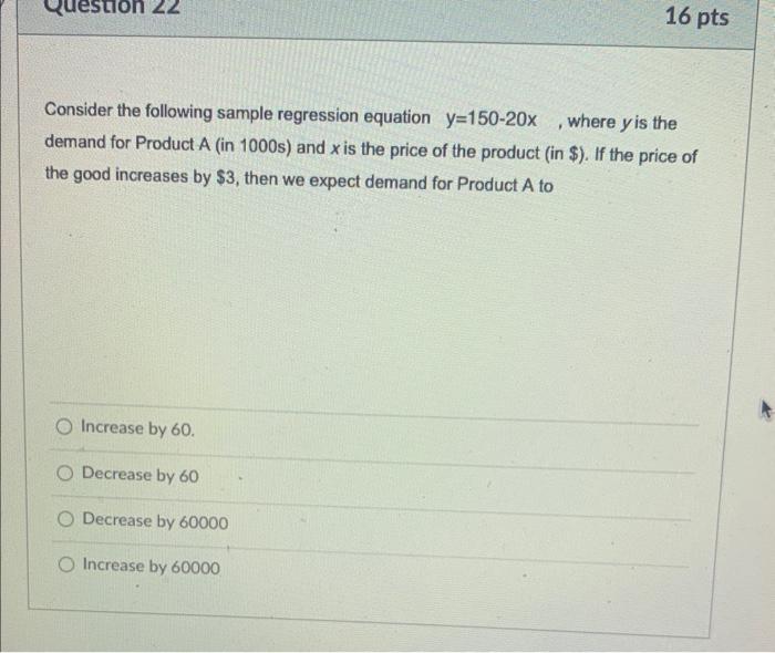 Solved Consider the following sample regression equation | Chegg.com