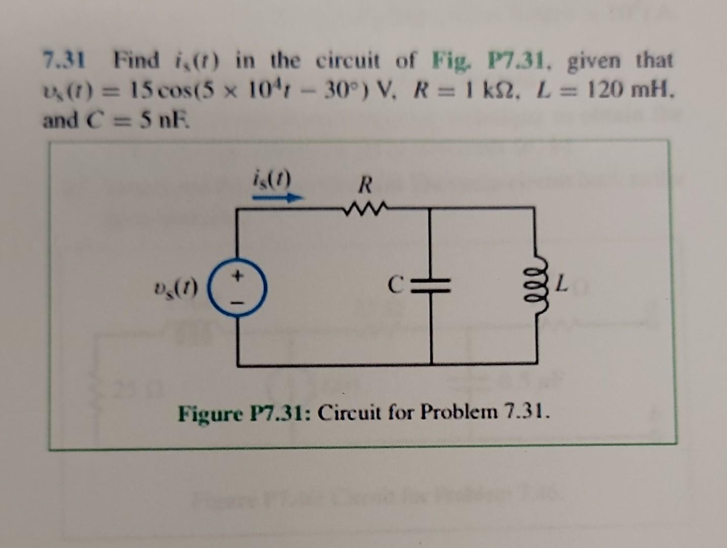 Solved 7.31 Find is(t) in the circuit of Fig. P7.31, given | Chegg.com
