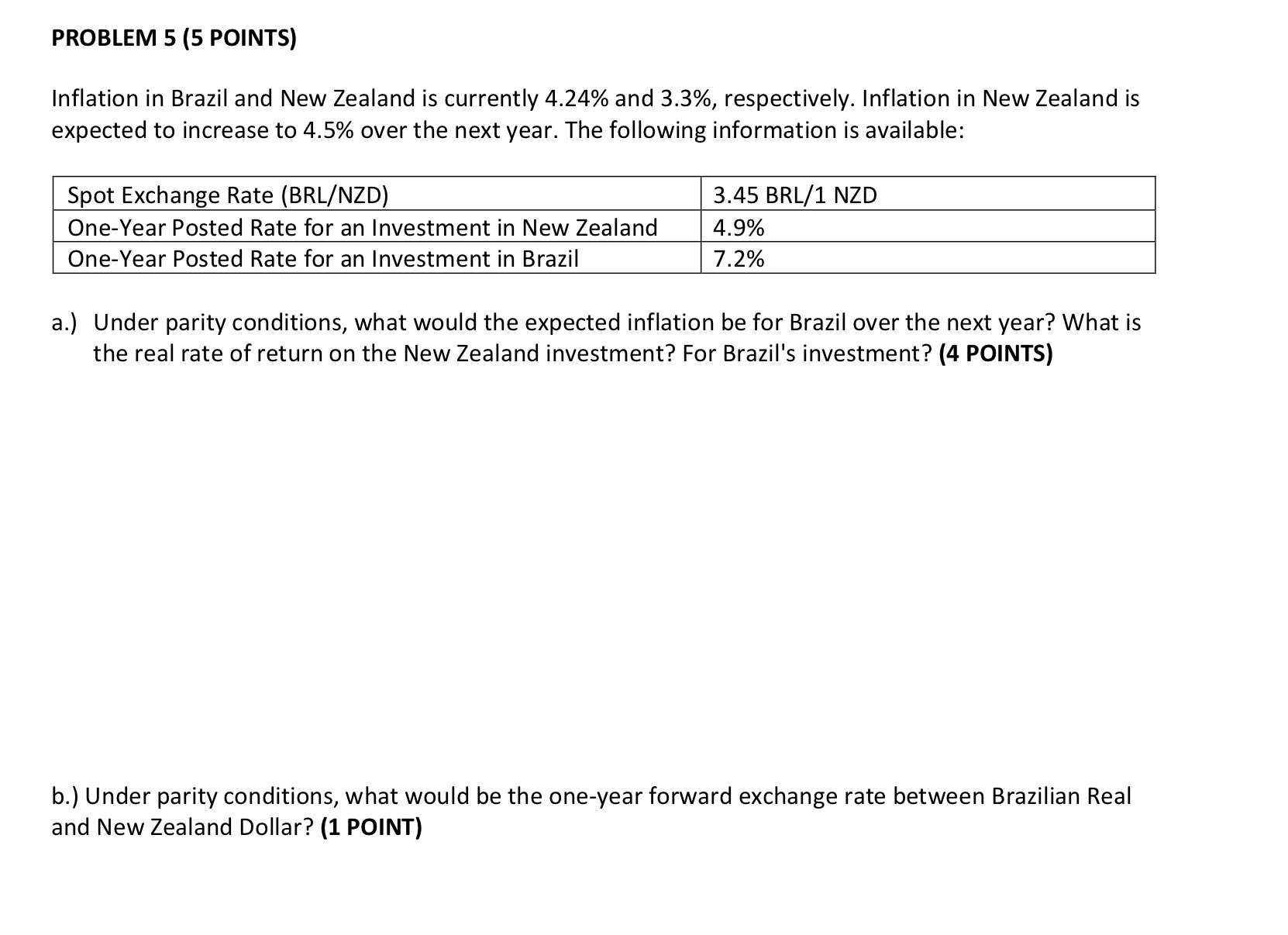 Solved PROBLEM 5 (5 ﻿POINTS)Inflation in Brazil and New | Chegg.com