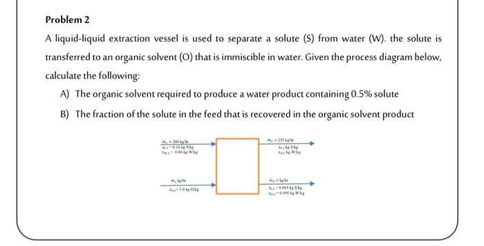 Solved Problem 2 A liquid-liquid extraction vessel is used | Chegg.com