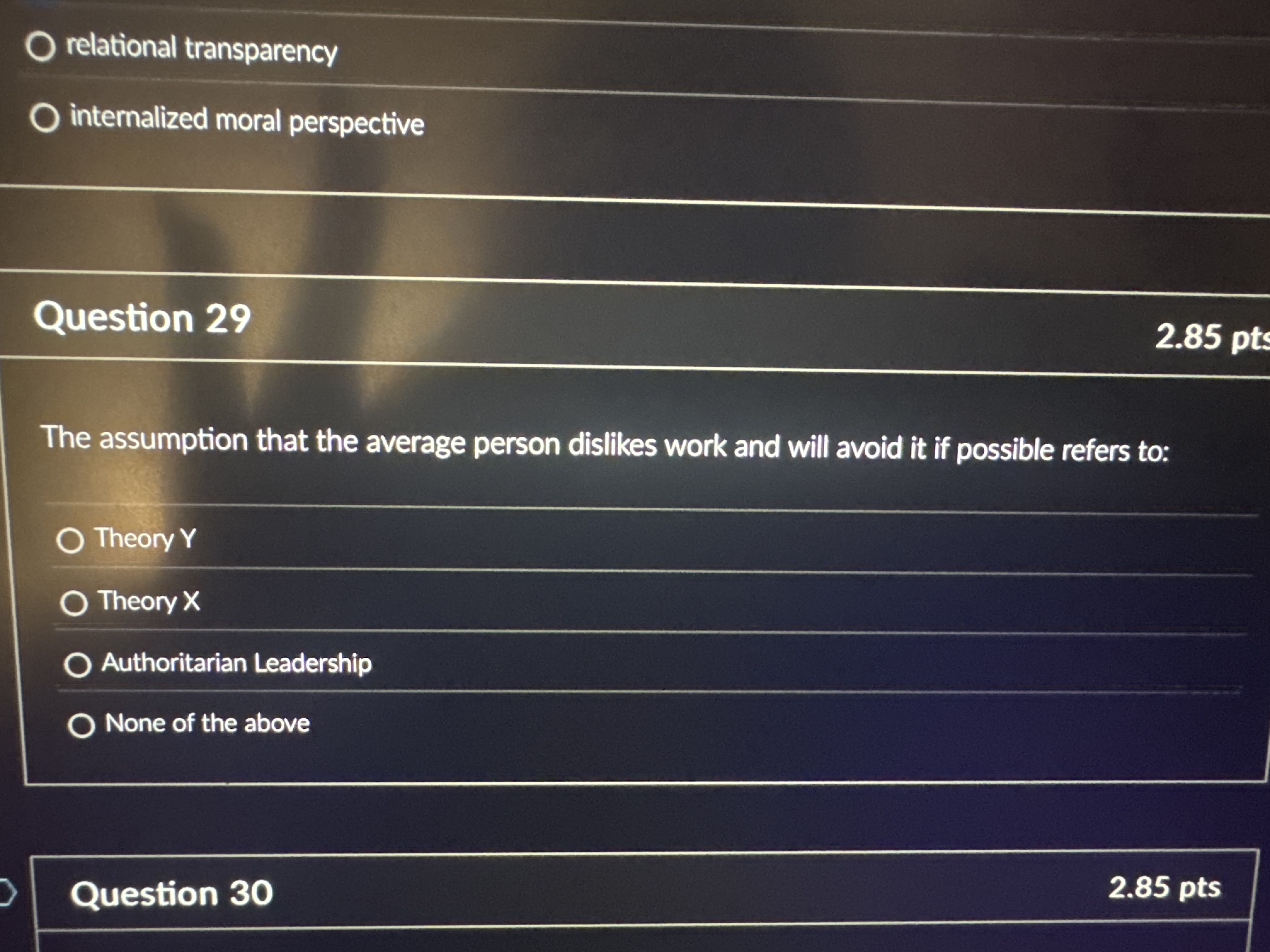 Solved relational transparencyinternalized moral | Chegg.com