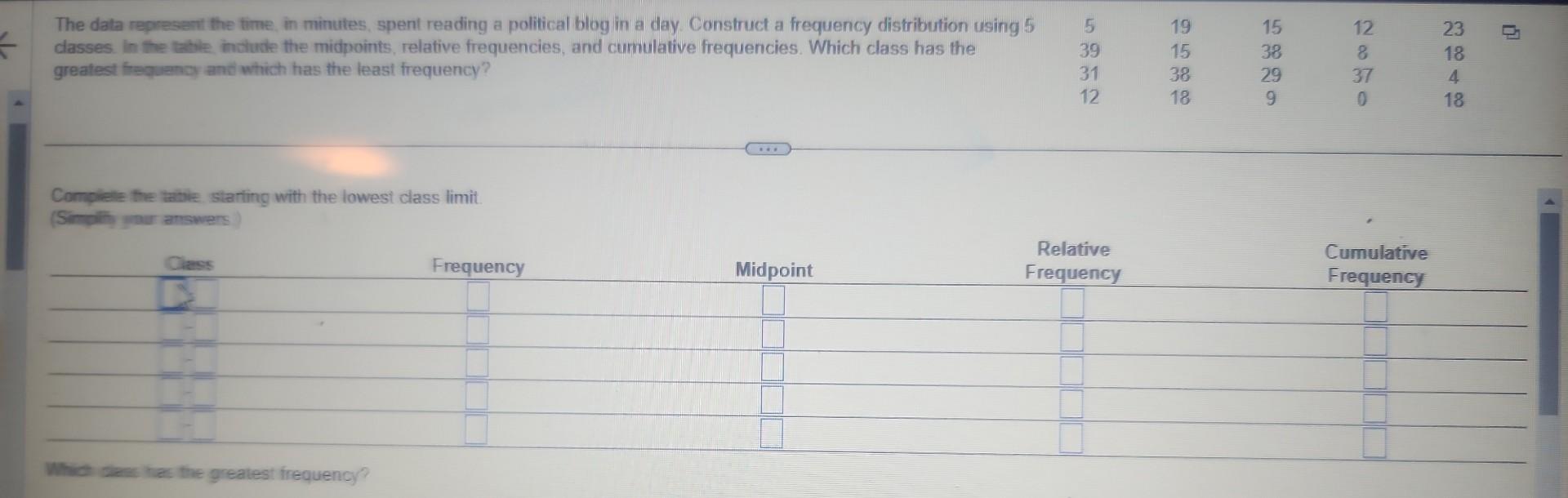 Solved Complete the tribles starting with the lowest class | Chegg.com