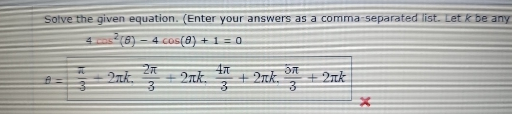 Solved Solve the given equation. (Enter your answers as a | Chegg.com