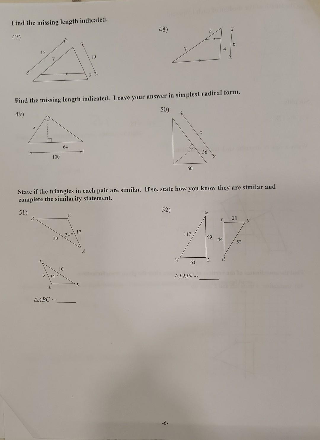 Solved Find the missing length indicated. 47) 4 Al 15 4 ? 10 | Chegg.com
