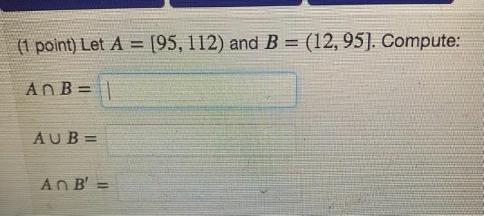 Solved (1 point) Consider the universal set | Chegg.com