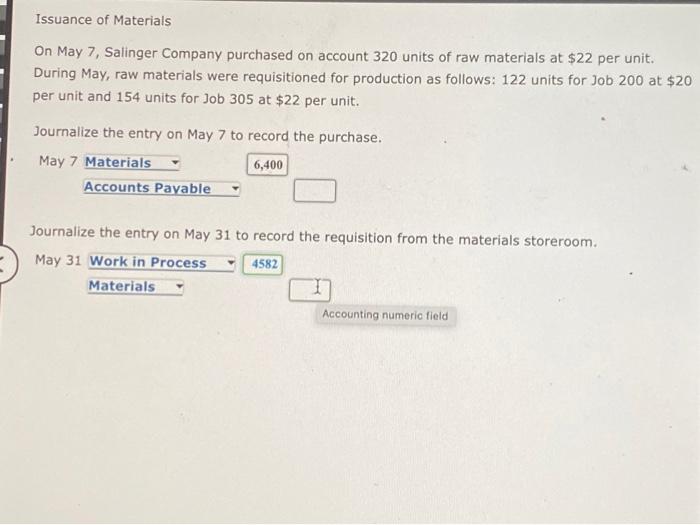 Solved Issuance of Materials On May 7, Salinger Company | Chegg.com