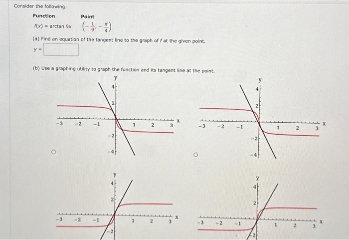 Solved Consider the following. Function f(x) = arctan 9x | Chegg.com