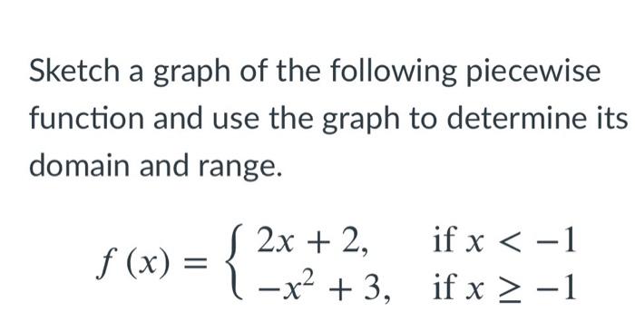 Solved Sketch a graph of the following piecewise function | Chegg.com