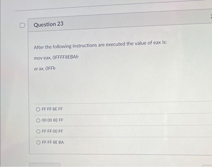 Solved After the following instructions are executed the | Chegg.com