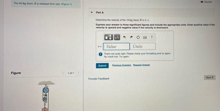 Solved The 40 kg block A is released from rest. (Figure 1) | Chegg.com