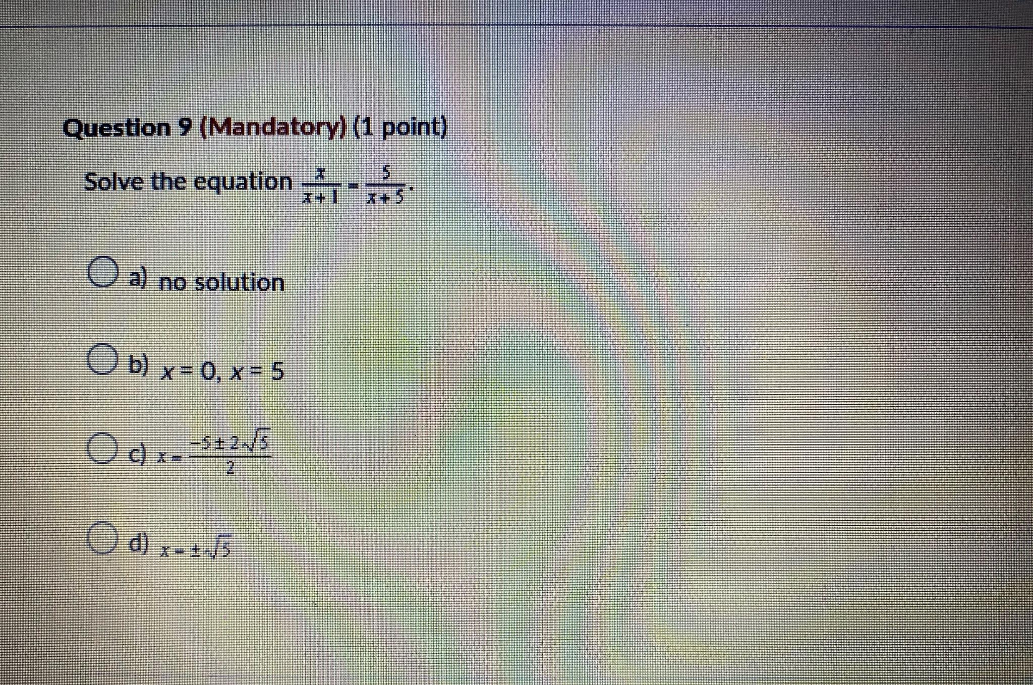 Solved Question 9 (Mandatory) (1 ﻿point)Solve the equation | Chegg.com