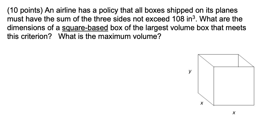 Solved An airline has a policy that all boxes shipped on its | Chegg.com