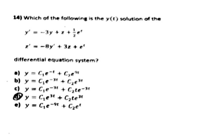 Solved 12) it the solution of the differential equation | Chegg.com