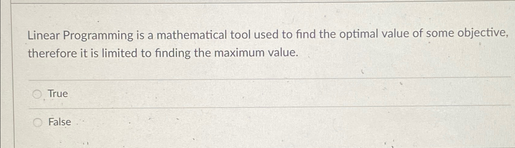 Solved Linear Programming Is A Mathematical Tool Used To