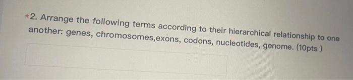 Solved 2. Arrange the following terms according to their | Chegg.com