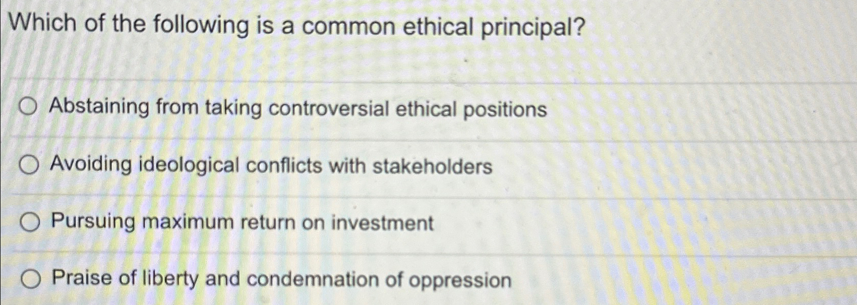 Solved Which of the following is a common ethical | Chegg.com