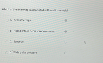 Solved Which of the following is associated with aortic | Chegg.com