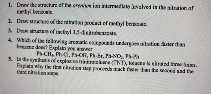 Solved 1. Draw the structure of the arenium ion intermediate | Chegg.com