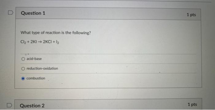 Solved What type of reaction is the following? | Chegg.com