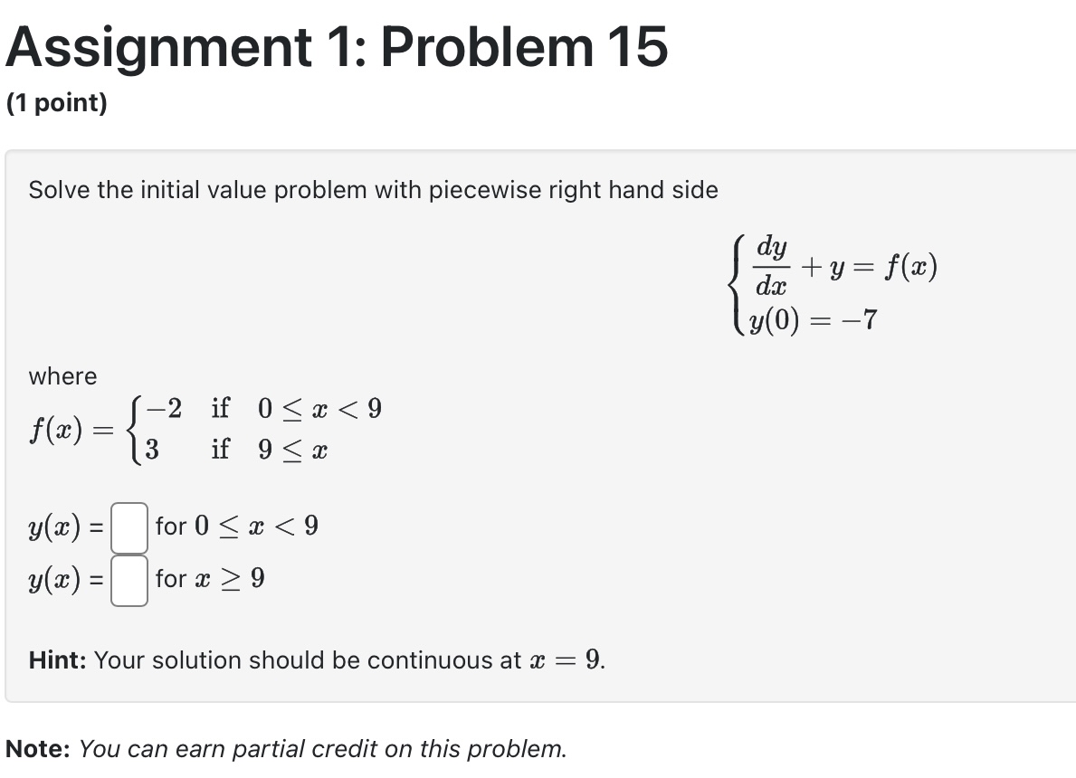 Solved Solve the initial value problem with piecewise right | Chegg.com