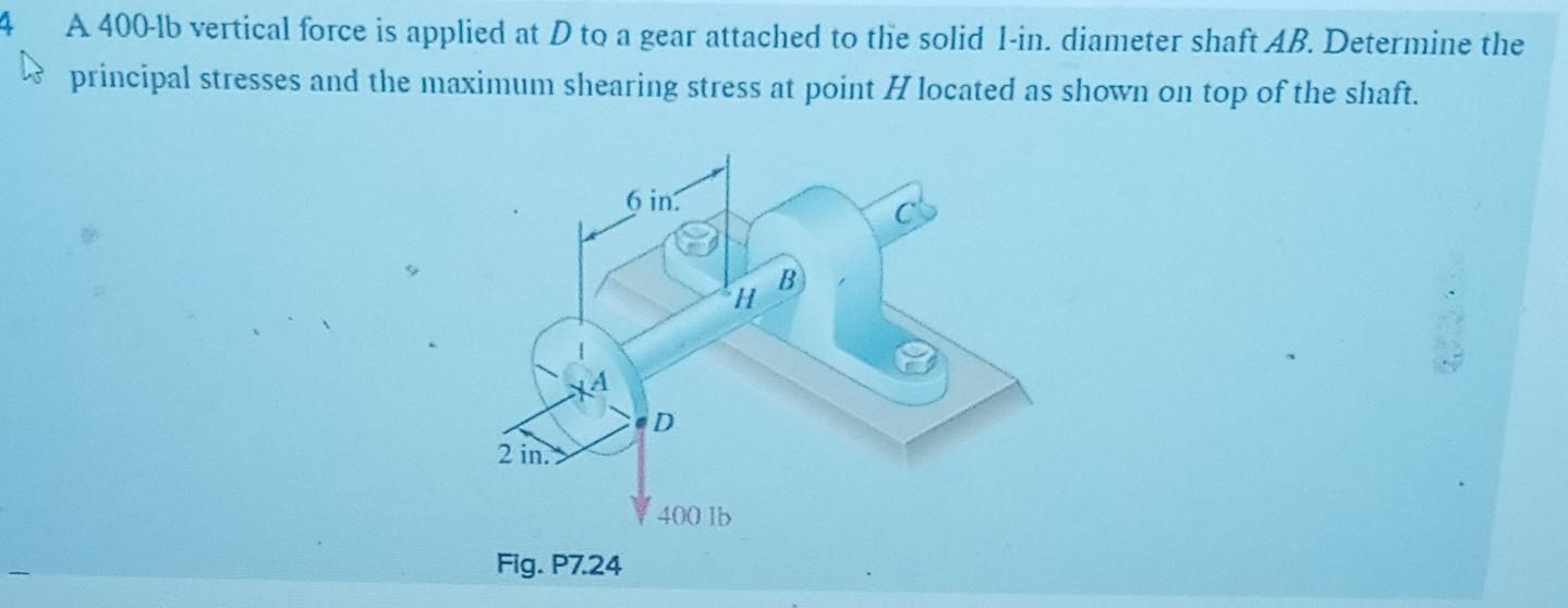 Solved A 400 -lb vertical force is applied at D to a gear | Chegg.com