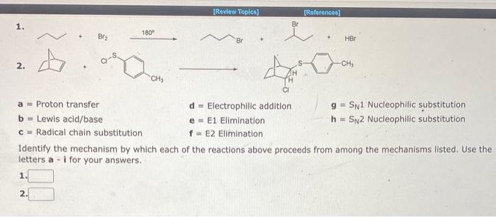 Solved 1. 2. a= Proton transfer d= Electrophilic addition | Chegg.com