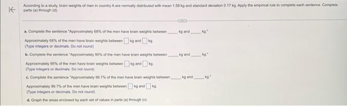 Solved According to a study, brain weights of men in country | Chegg.com