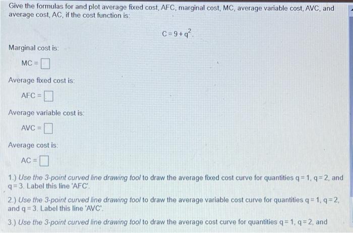Solved Give the formulas for and plot average fixed cost, | Chegg.com