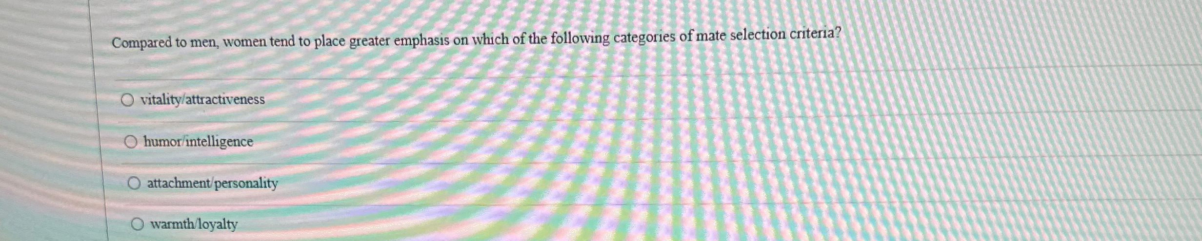Solved Compared to men, women tend to place greater emphasis | Chegg.com