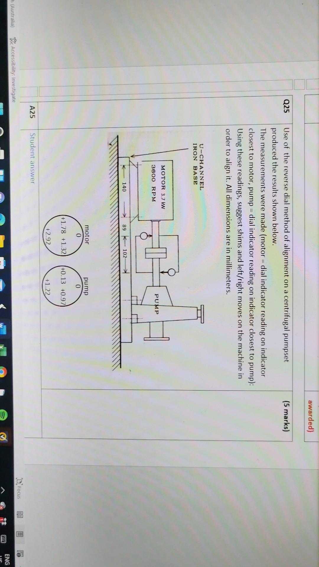 Solved awarded) Q25 (5 marks) Use of the reverse dial method | Chegg.com