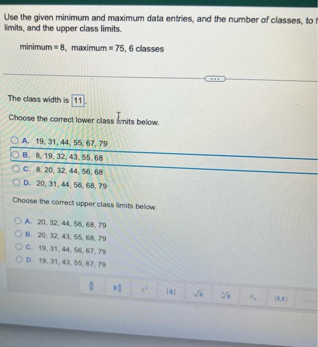 Solved Use the given minimum and maximum data entries, and | Chegg.com