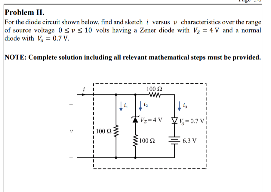 Solved Problem II. For the diode circuit shown below, find | Chegg.com