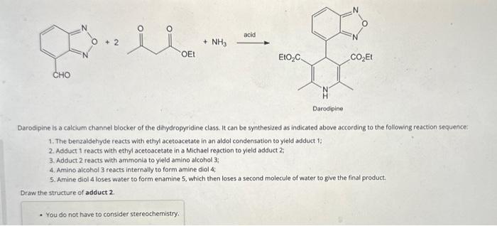 PLEASE DRAW ADDUCT 2. Darodipine is a calcium channel | Chegg.com