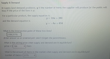 Solved Supply & DemandIn supply (and demand) ﻿problems, y | Chegg.com