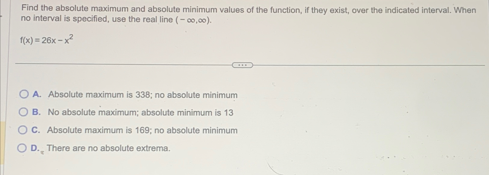 Solved Find the absolute maximum and absolute minimum values | Chegg.com