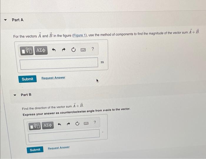 Solved For the vectors A and B in the figure (Figure 1), use | Chegg.com