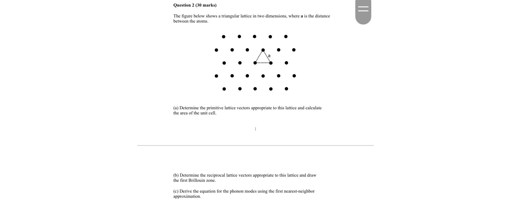 Solved The Figure Below Shows A Triangular Lattice In Two